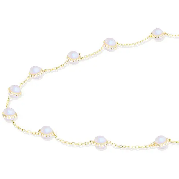 CAMPBELL + CHARLOTTE Found Cabochon Station Necklace - Rainbow Moonstone