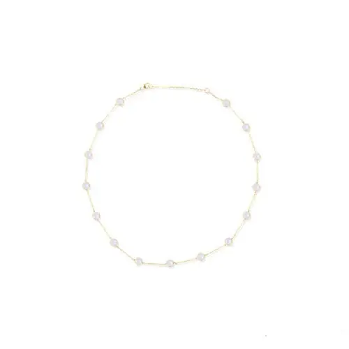 CAMPBELL + CHARLOTTE Found Cabochon Station Necklace - Rainbow Moonstone
