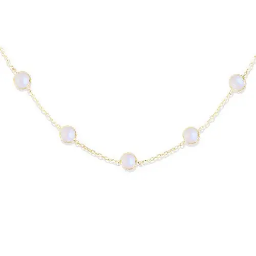 CAMPBELL + CHARLOTTE Found Cabochon Station Necklace - Rainbow Moonstone