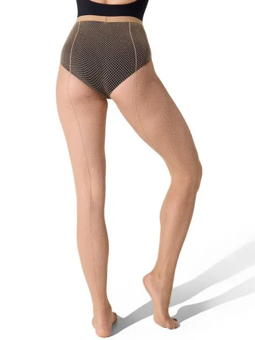 CAPEZIO Classic Fishnet Tights With Back Seam - Medium Brown
