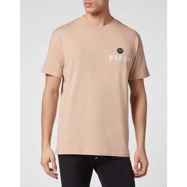 Philipp Plein T-shirt Round Neck Ss Gothic Plein - Beige
