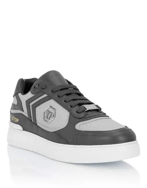 Philipp Plein Low Top Sneakers In Deer Leather - Darkgrey