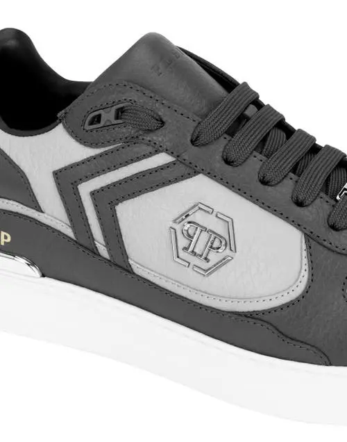 Philipp Plein Low Top Sneakers In Deer Leather - Darkgrey