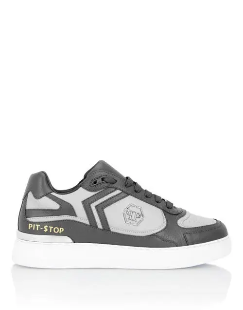 Philipp Plein Low Top Sneakers In Deer Leather - Darkgrey