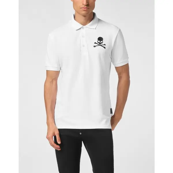 Philipp Plein Pique Polo Shirt Ss Skull&amp;bones - White