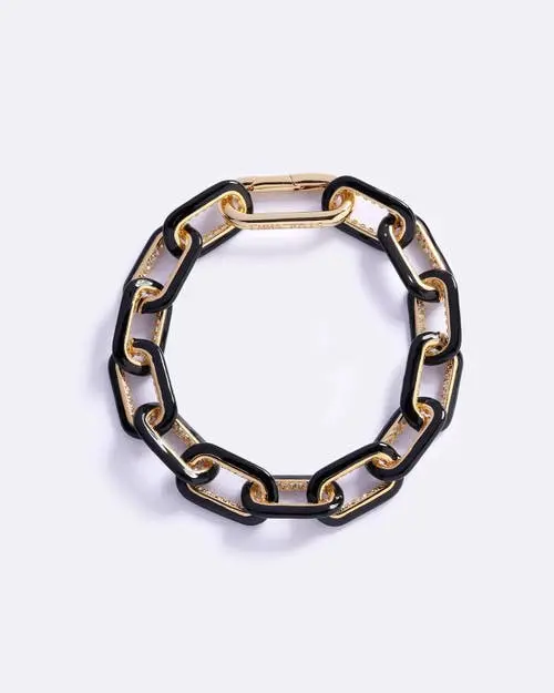 EMMA PILLS The Original Bracelet In 14k Gold Plated And Enamel - Black Glo