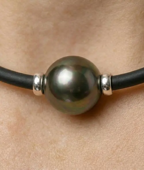 The Pearl Source Tahitian Pearl Necklace On Rubber Cord