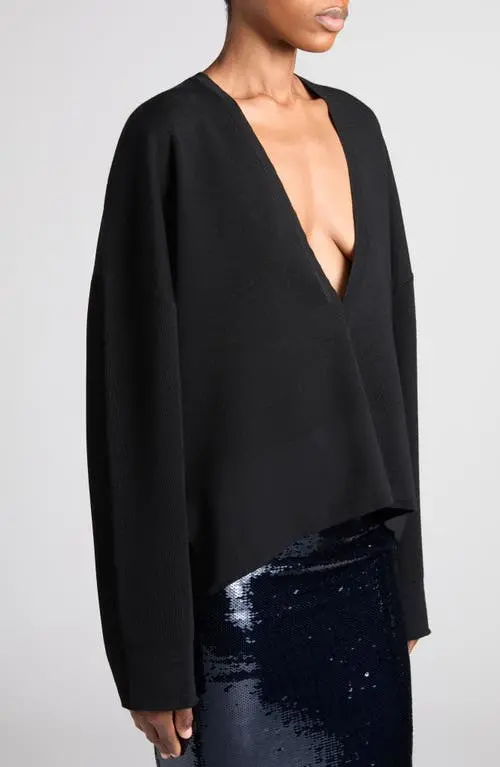 TOM FORD Merino Wool Blend Plunge Neck Sweater