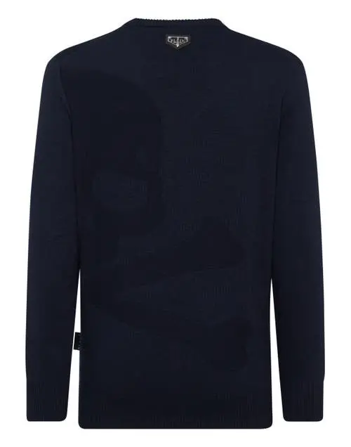Philipp Plein Knitted Pullover Round Neck Ls Skull&amp;bones - Darkblue