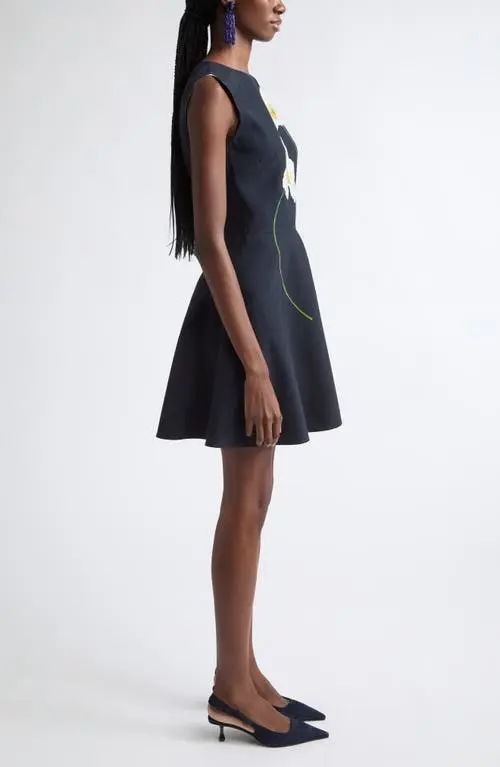 Oscar De La Renta Sleeveless Peony Print Fit & Flare Dress