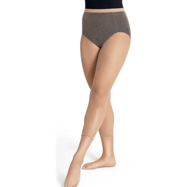 CAPEZIO Crop Classic Fishnet Tights - Medium Brown