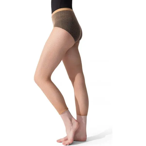 CAPEZIO Crop Classic Fishnet Tights - Medium Brown
