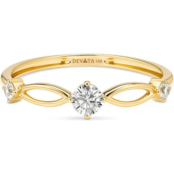 DEVATA 14k Love Knot Ring With Cubic Zirconia - Gold