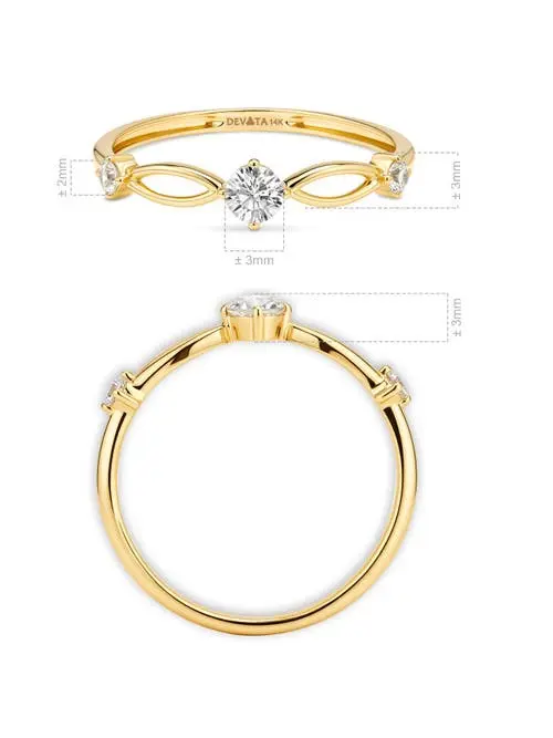 DEVATA 14k Love Knot Ring With Cubic Zirconia