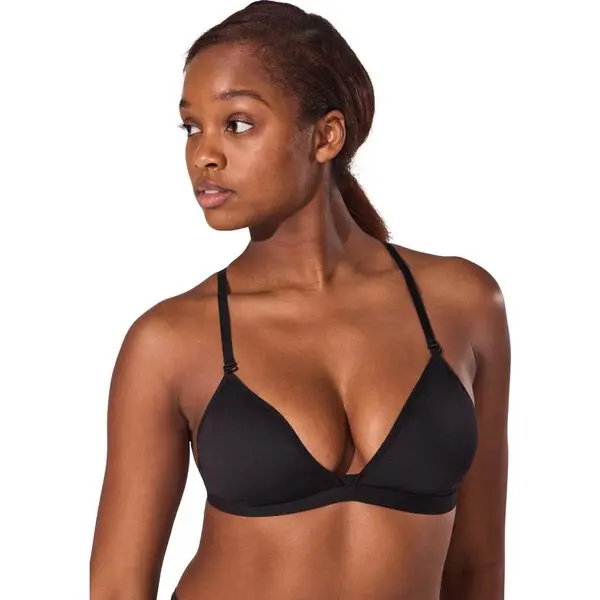 CAPEZIO Deep Neck Clear Back Bra - Black