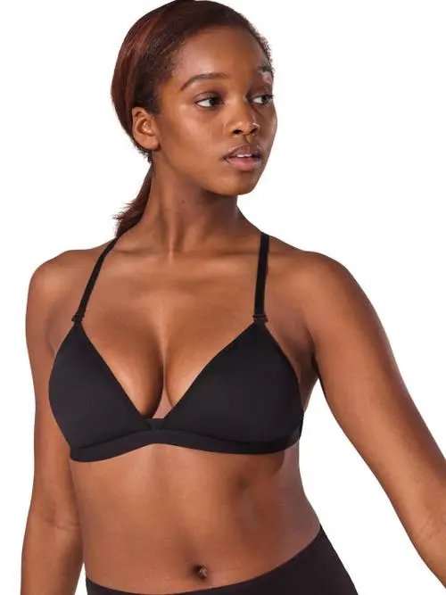 CAPEZIO Deep Neck Clear Back Bra - Black