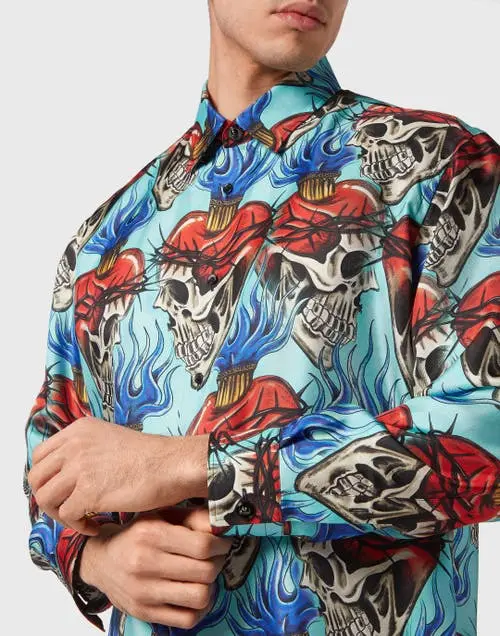 Philipp Plein Silk Dandy Shirt Love Tattoo