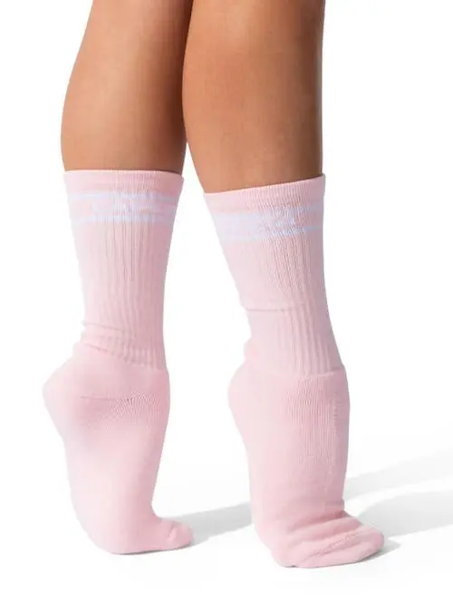 CAPEZIO Varsity Crew Socks - Bright Pink