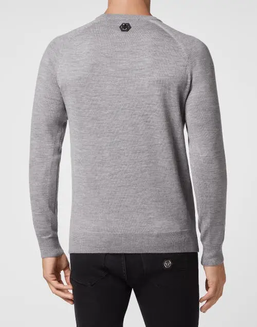 Philipp Plein Wool Pullover Round Neck Sweater