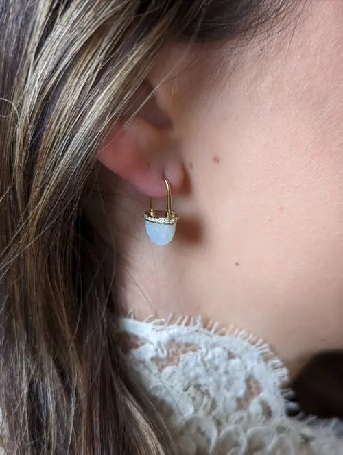 CAMPBELL + CHARLOTTE Found Cap Huggie Earring - Rainbow Moonstone
