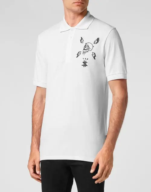 Philipp Plein Polo Shirt Ss Skull - White