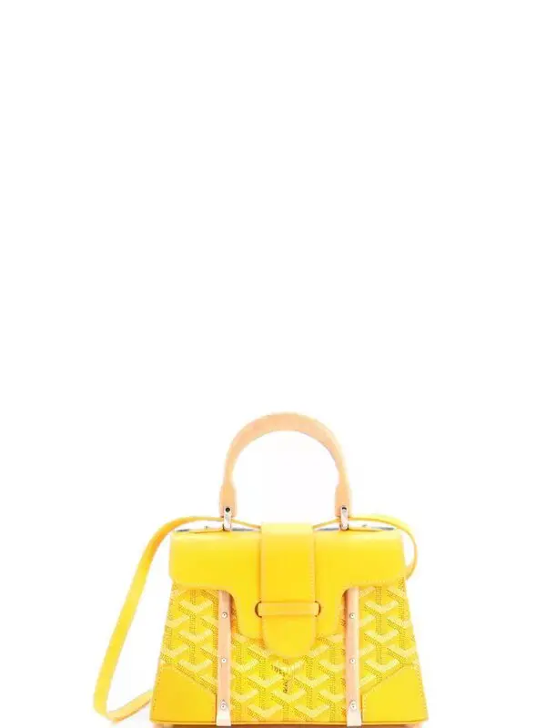 Goyard Structured Saigon Top Handle Bag Coated Canvas With Leather Mini Satchel
