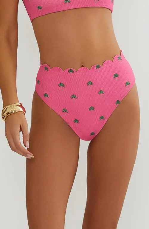 Beach Riot Scalloped High Waist Bikini Bottoms - Flamingo Fronds