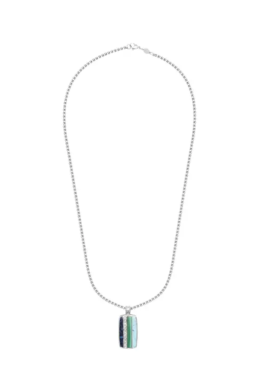 NIALAYA JEWELRY Silver Trinity Pendant Necklace With Turquoise, Malachite, And Chrysocolla - Silver/turquoise