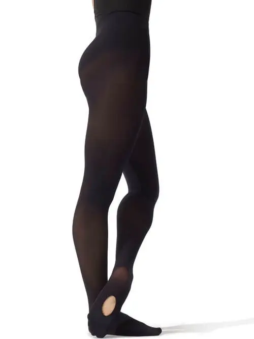 CAPEZIO Ultra Soft Self Knit Waistband Transition Tights - Black