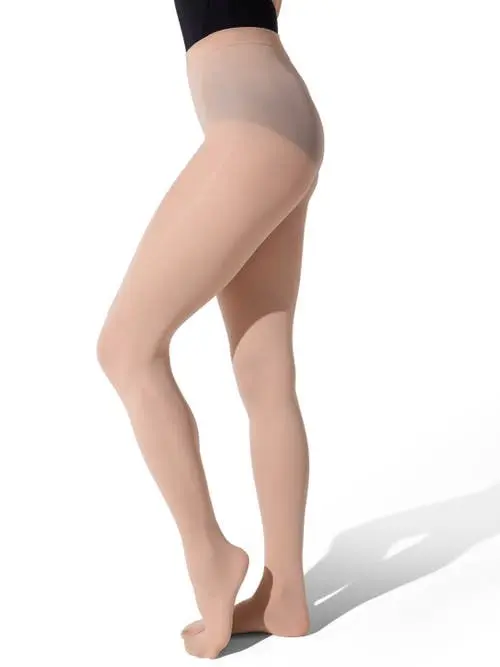 CAPEZIO Ultra Soft Self Knit Waistband Transition Tights - Natural