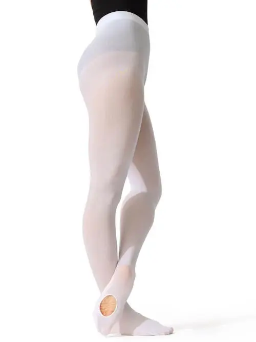 CAPEZIO Ultra Soft Self Knit Waistband Transition Tights - White