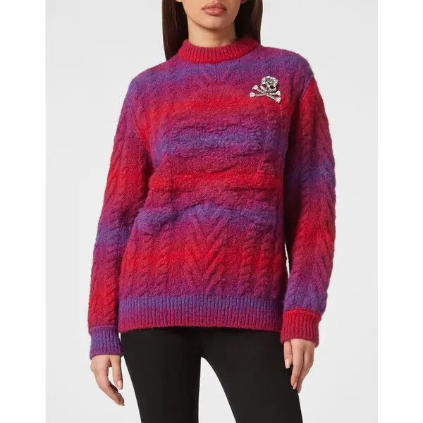 Philipp Plein Pullover Round Neck Skull&bones - Red/purple