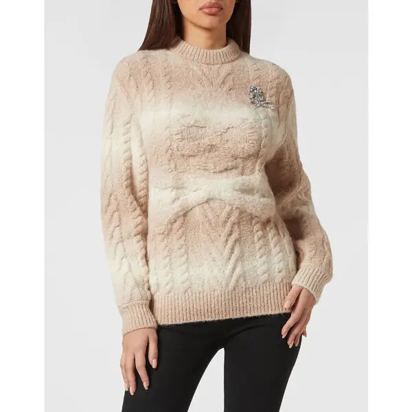 Philipp Plein Skull & Bones Embellished Pullover - White