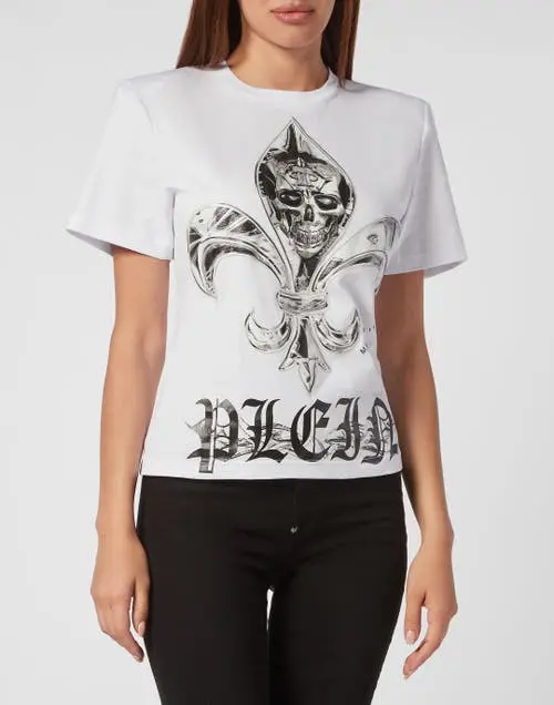 Philipp Plein Embellished Cotton T-shirt - White