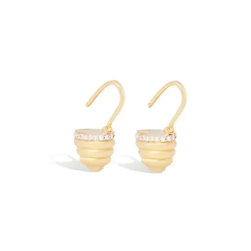 CAMPBELL + CHARLOTTE Found Gold Cap Huggie Earring - Diamond-gold