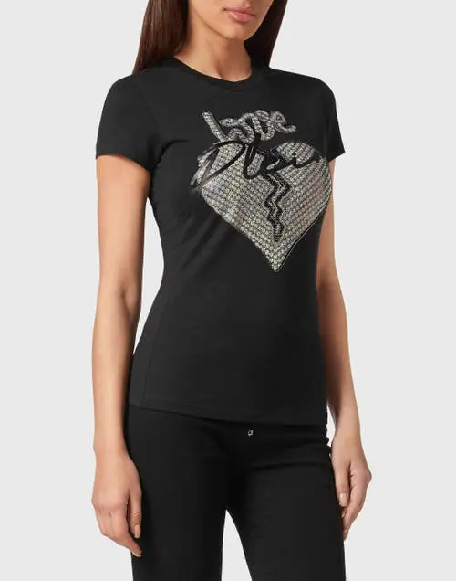 Philipp Plein Embellished Heart T-shirt - Black