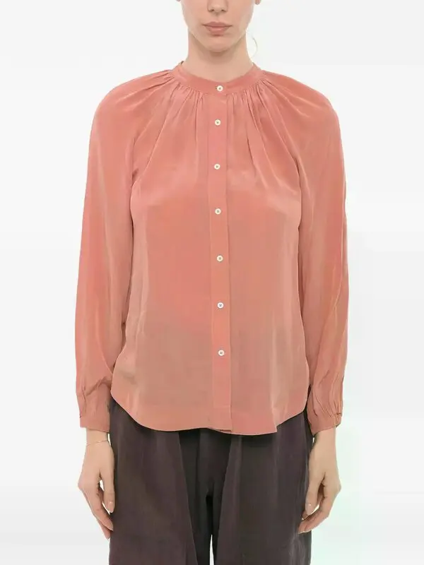ALLSAINTS Pleated Mandarin Collar Shirt
