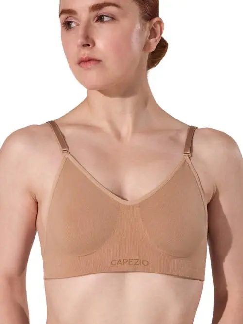CAPEZIO Seamless Clear Back Bra - Dark Beige