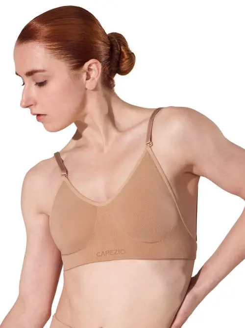 CAPEZIO Seamless Clear Back Bra - Dark Beige