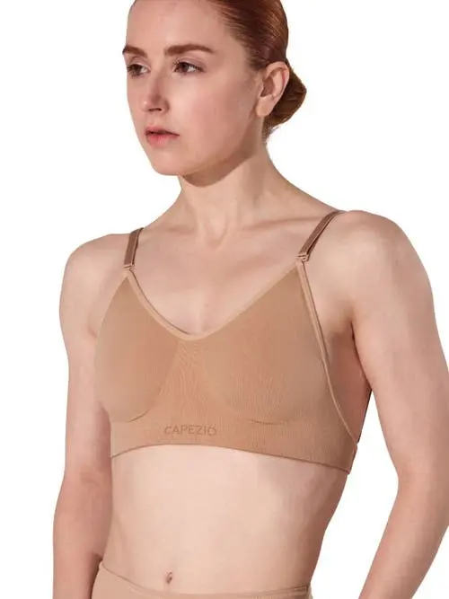 CAPEZIO Seamless Clear Back Bra - Dark Beige