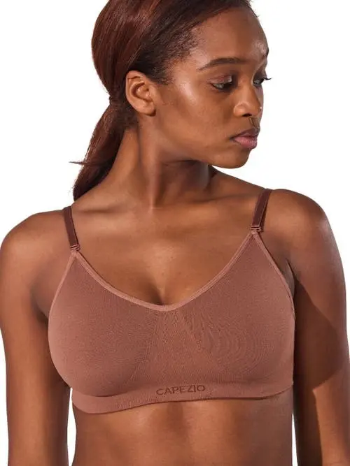 CAPEZIO Seamless Clear Back Bra - Dark Brown
