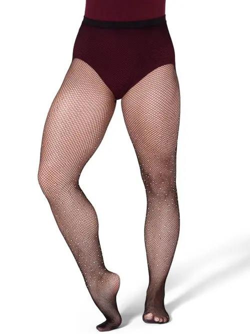 CAPEZIO All-over Rhinestone Fishnet Tights - Black