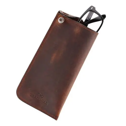 Trafalgar Doyle Horse Leather Snap Closure Glass Case