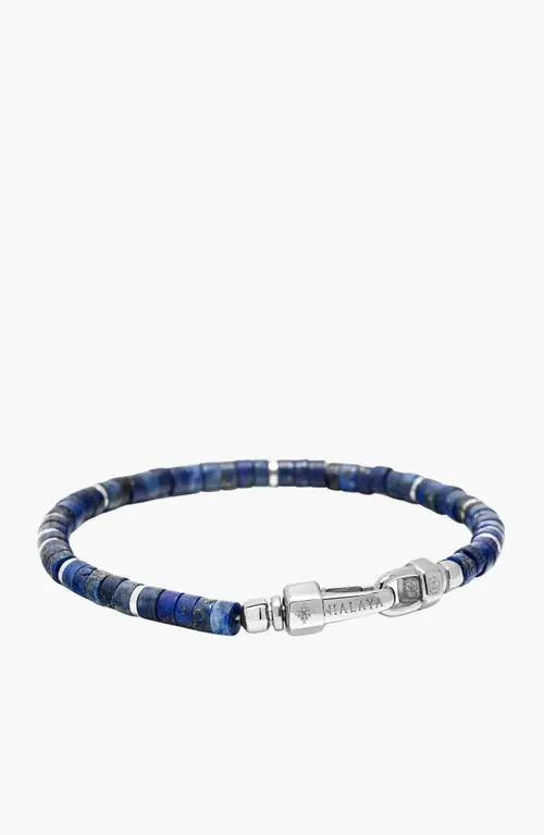 NIALAYA JEWELRY Lapis Lazuli Bead Bracelet With Stainless Steel Clasp