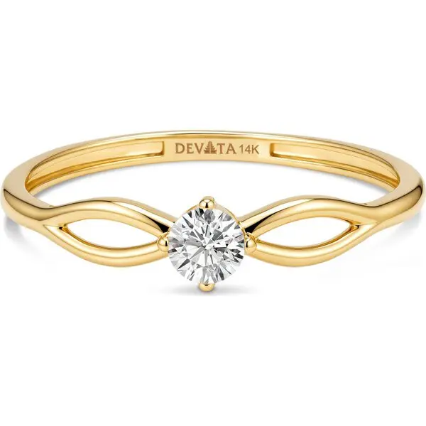 DEVATA Love Knot Ring In 14k With Cubic Zirconia - Gold