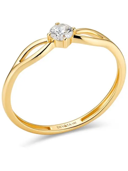 DEVATA Love Knot Ring In 14k With Cubic Zirconia