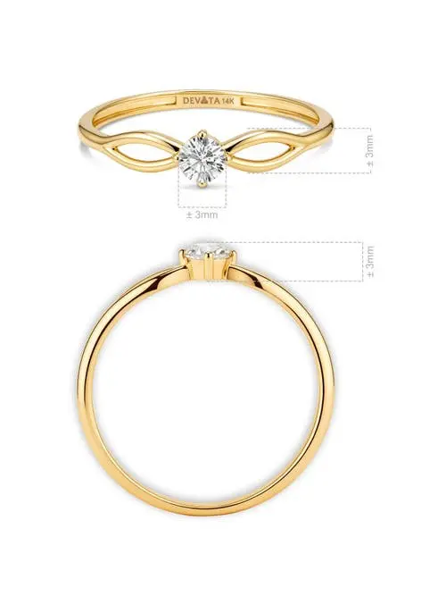 DEVATA Love Knot Ring In 14k With Cubic Zirconia
