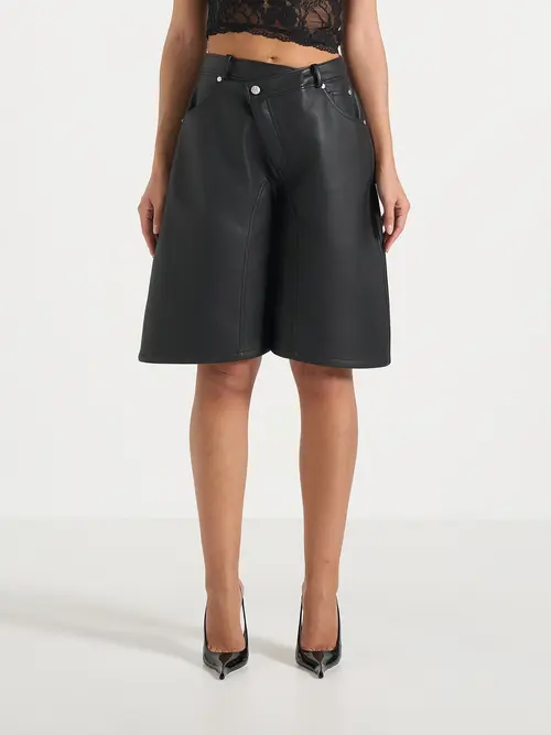 Manière De Voir Maniere De Voir Hazel Leather Wrapover Bermuda Shorts