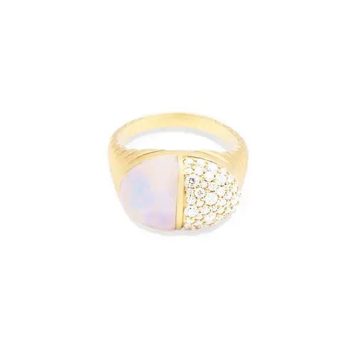 CAMPBELL + CHARLOTTE Found Cap Cocktail Ring - Rainbow Moonstone