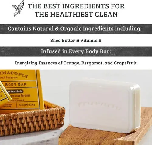 PHARMACOPIA NATURAL BODYCARE Citrus Body Bar3 Bar Bundle